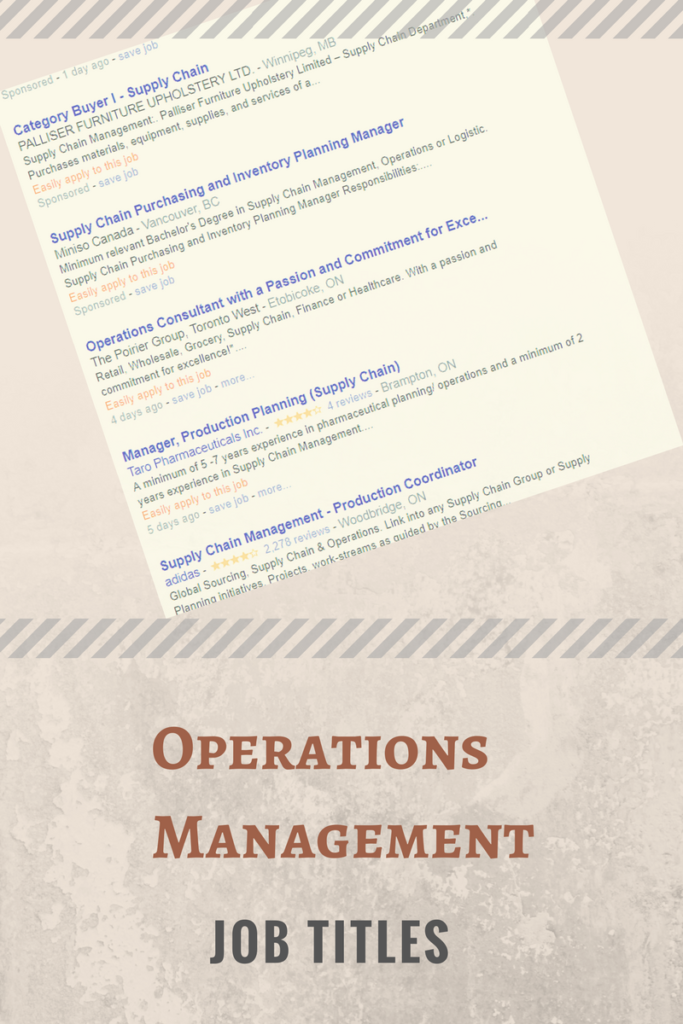 operations management job titles search result - Operations Management 101